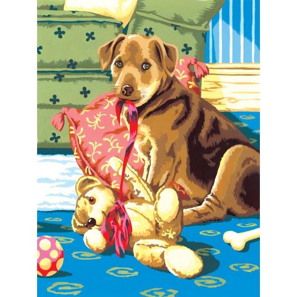 Prima pictura. Catelus cu urs de plus. 24x33cm PJS26 - - Libraria CLB
