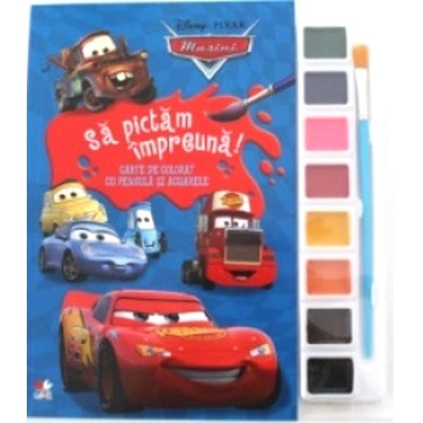 Disney. Masini. Sa pictam impreuna! Carte de colorat cu pensule si ...