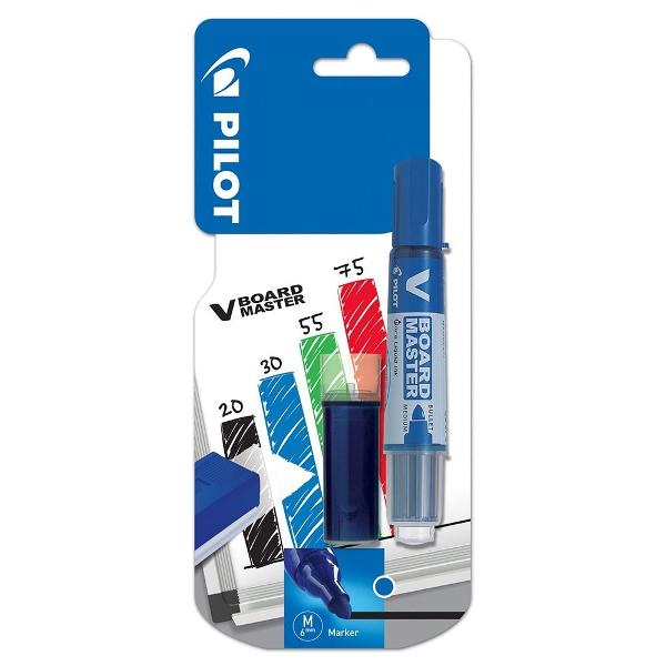 "Set cu marker pentru tabla Vboard Master albastru si rezerva albastra ...