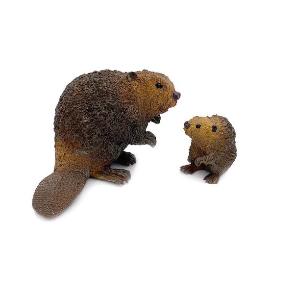 Figurina Parodi Castor cu pui set 2 buc cm 6 10 JFP36310 - - Libraria CLB