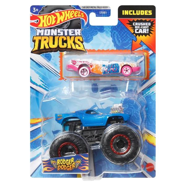 "Hot Wheels Monster Truck - Masinuta Metalica Rodger Dodger, scara 1:64 MTGRH81_HKM13 ...