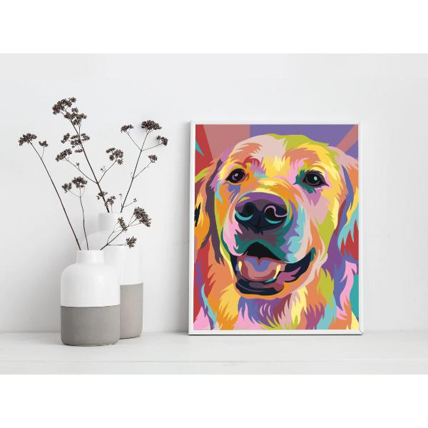 "Set de pictura pe numere 40x50 cm - Catel Labrador Retriever, panza de ...
